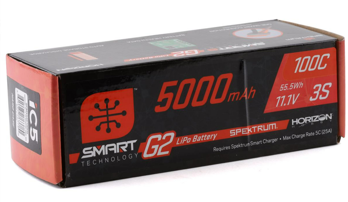 Spektrum RC 3S Smart G2 LiPo 100C Battery Pack (11.1V, 5000mAh) with I ...