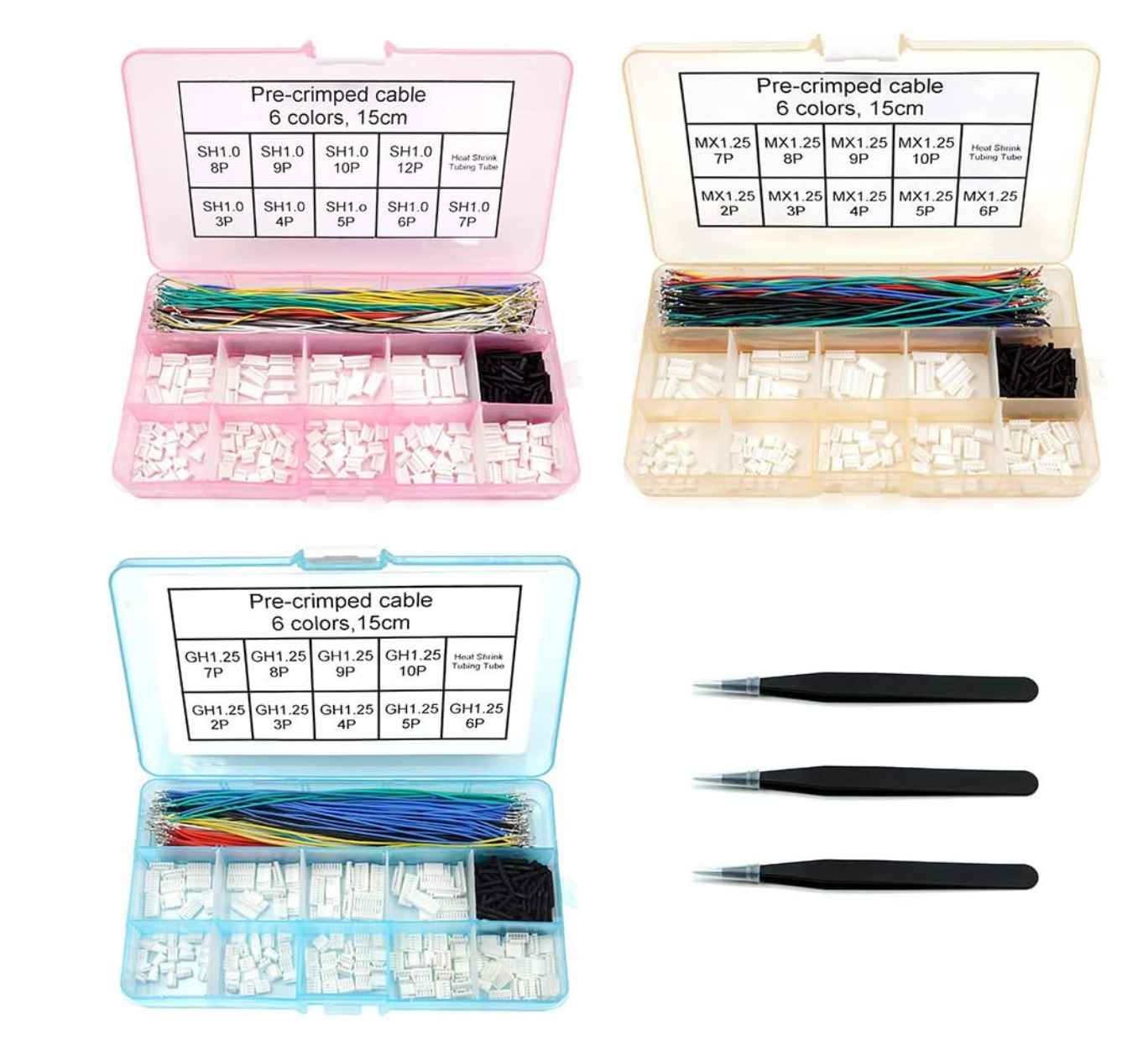 Pre-Crimped Connector & Silicone Cable Bundle Kits (SH1.0, GH1.25 & 1 ...